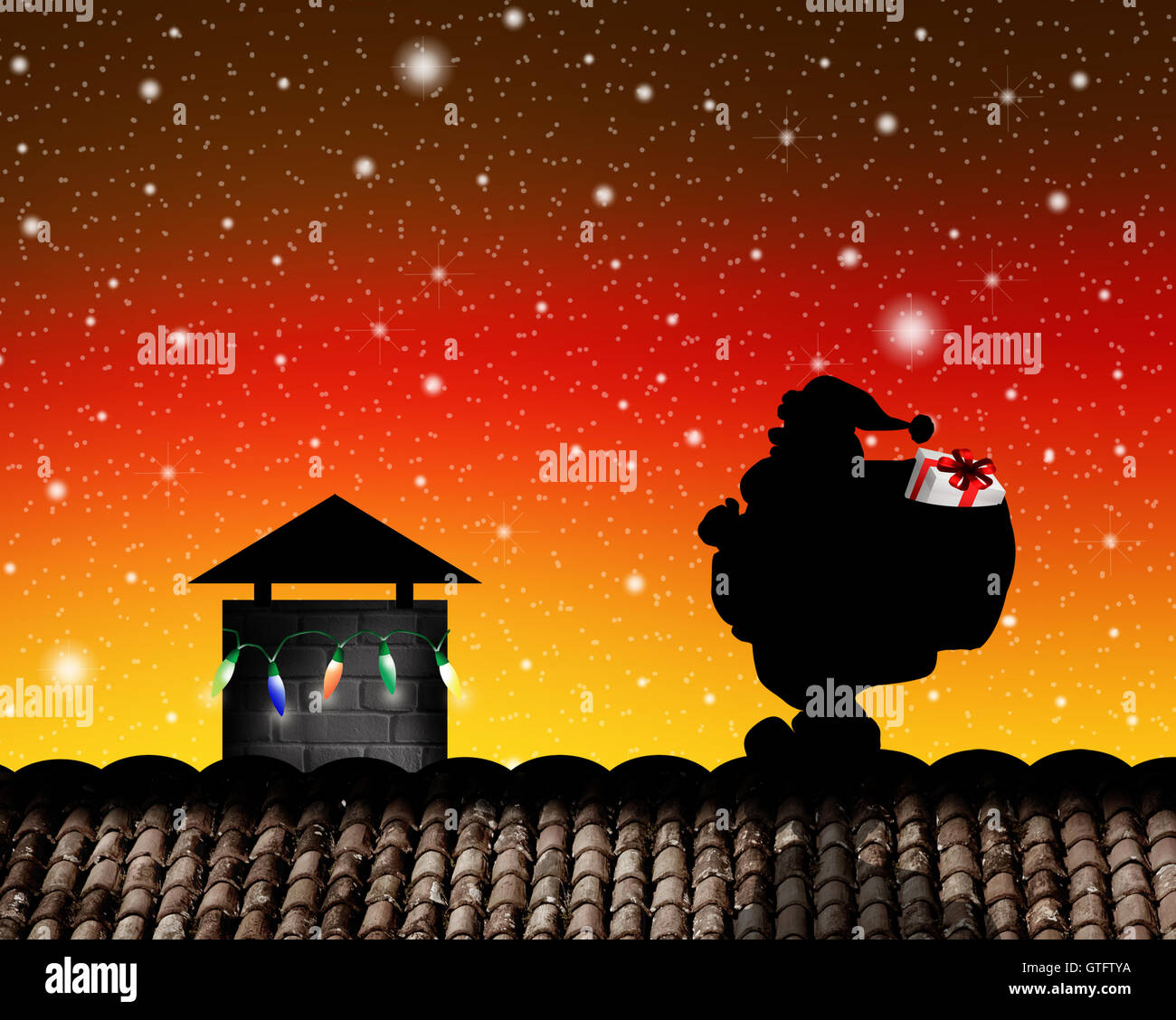 Santa claus reindeer on roof hi-res stock photography and images - Alamy