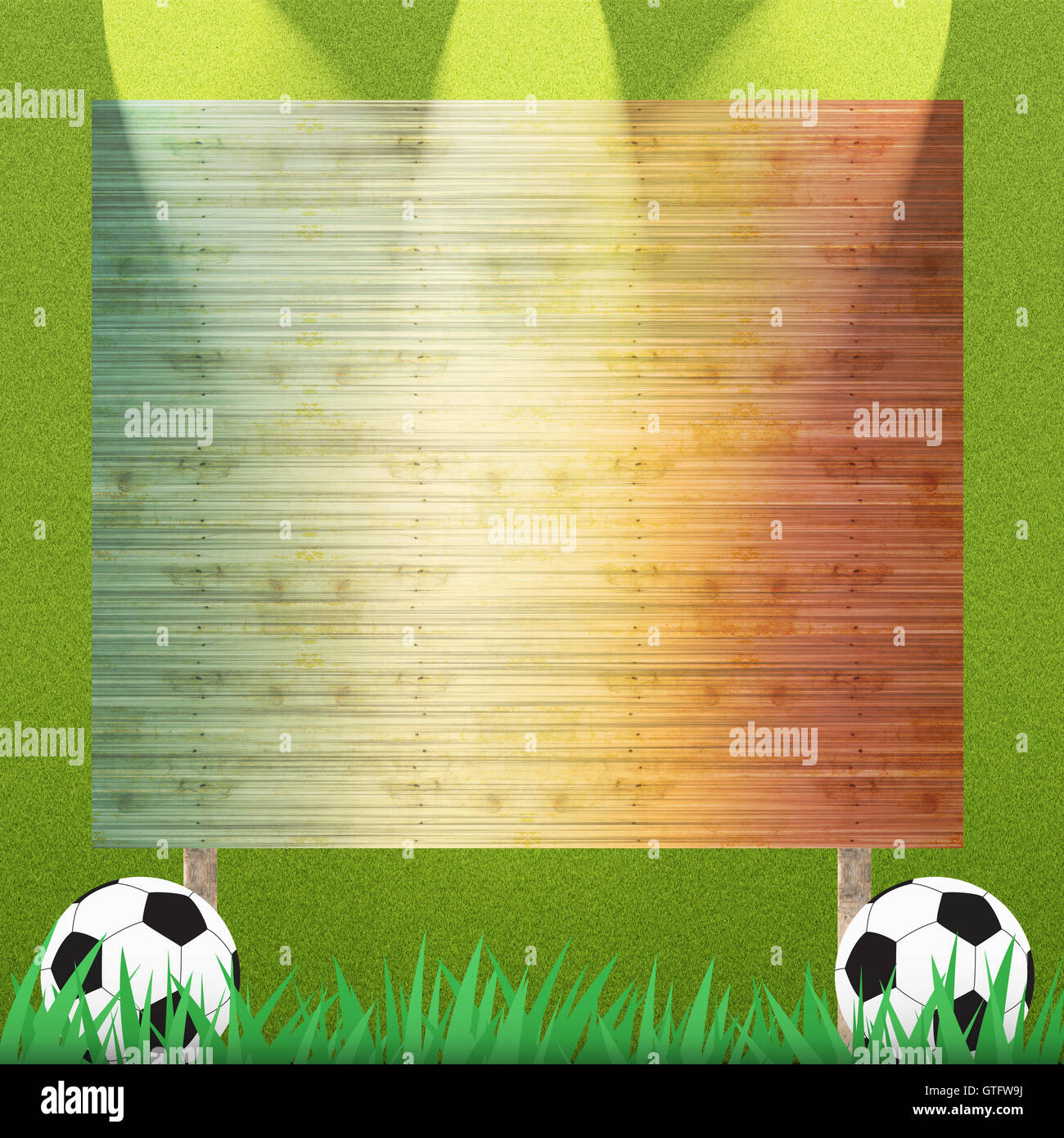 Football and Billboard on grass background and texture Stock Photo - Alamy