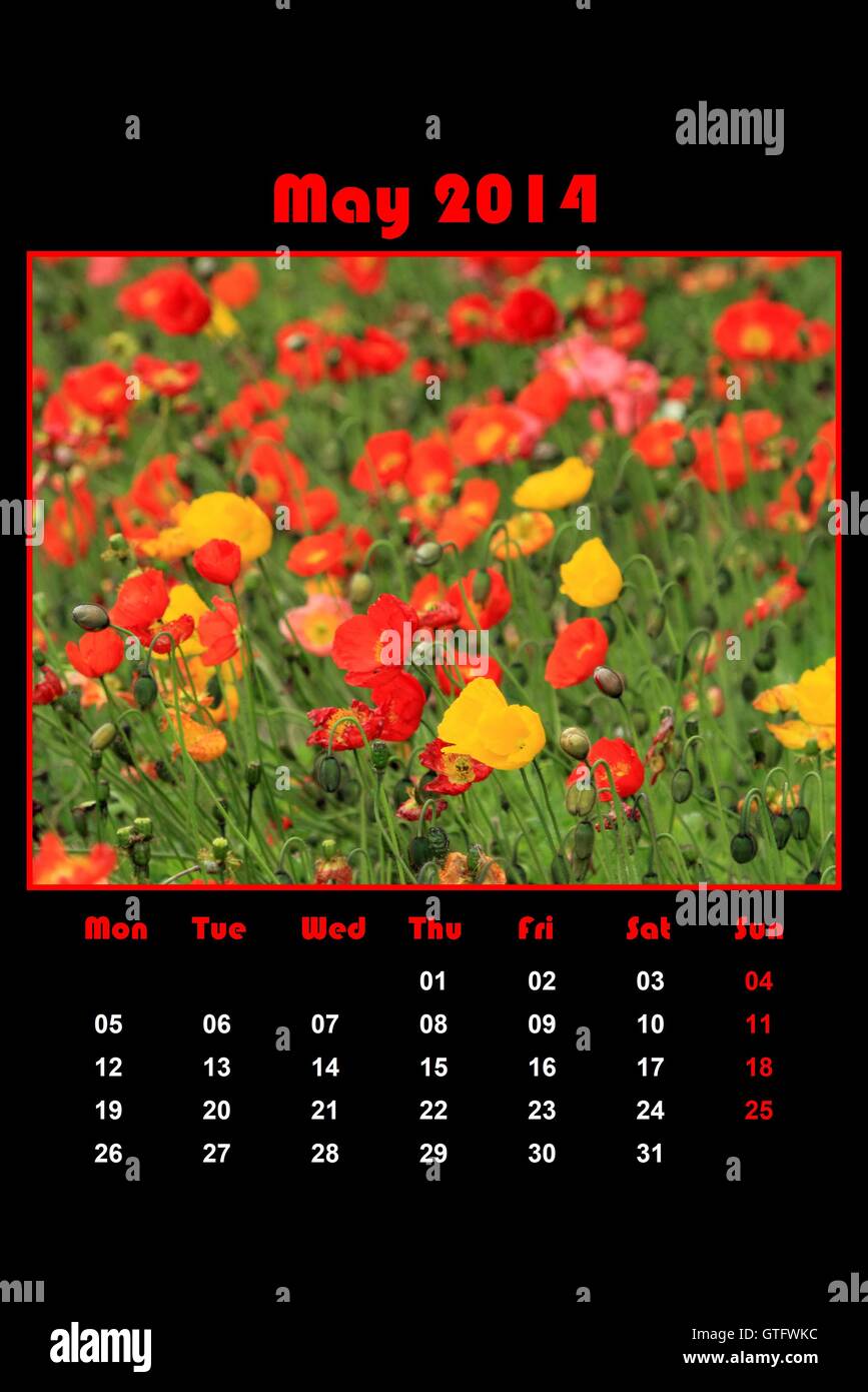 Nature calendar for 2014 - may Stock Photo - Alamy