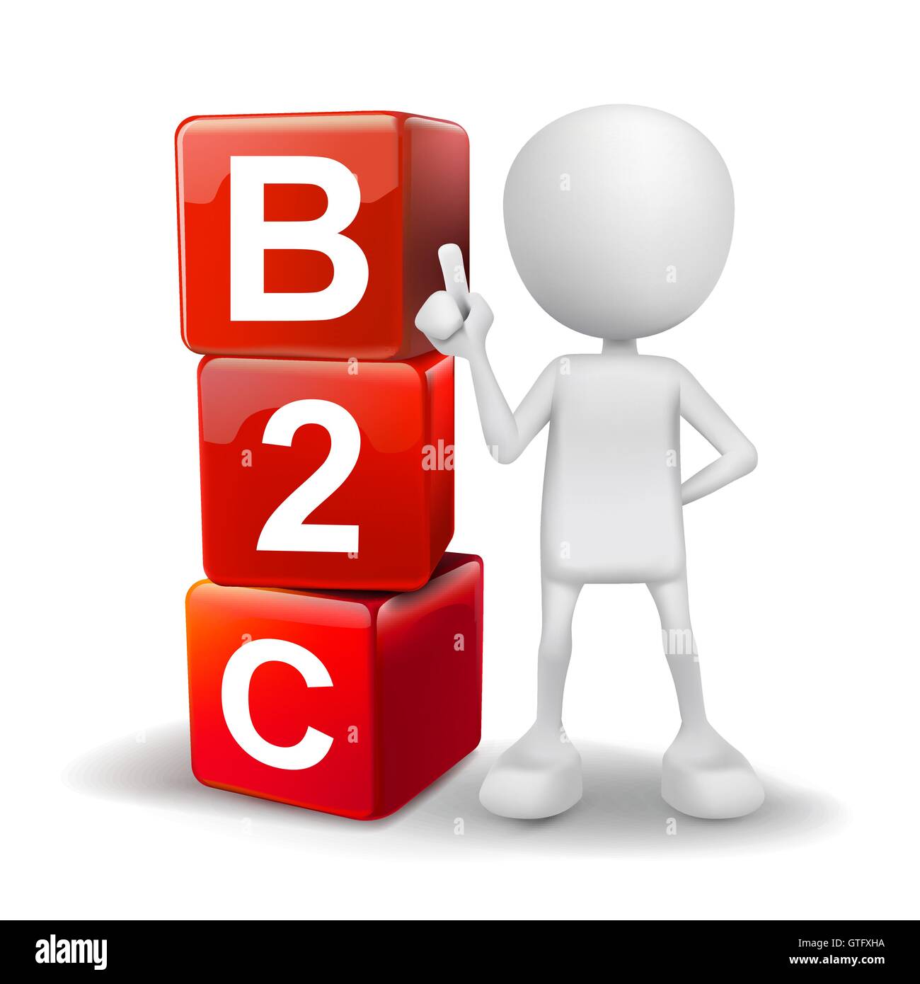 3d illustration of person with word B2C cubes Stock Vector Image & Art ...