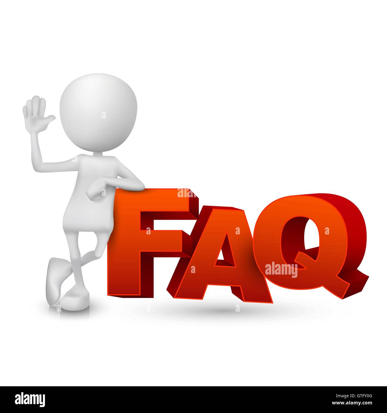 3d person and word FAQ ( Frequently Asked Questions ) isolated white ...