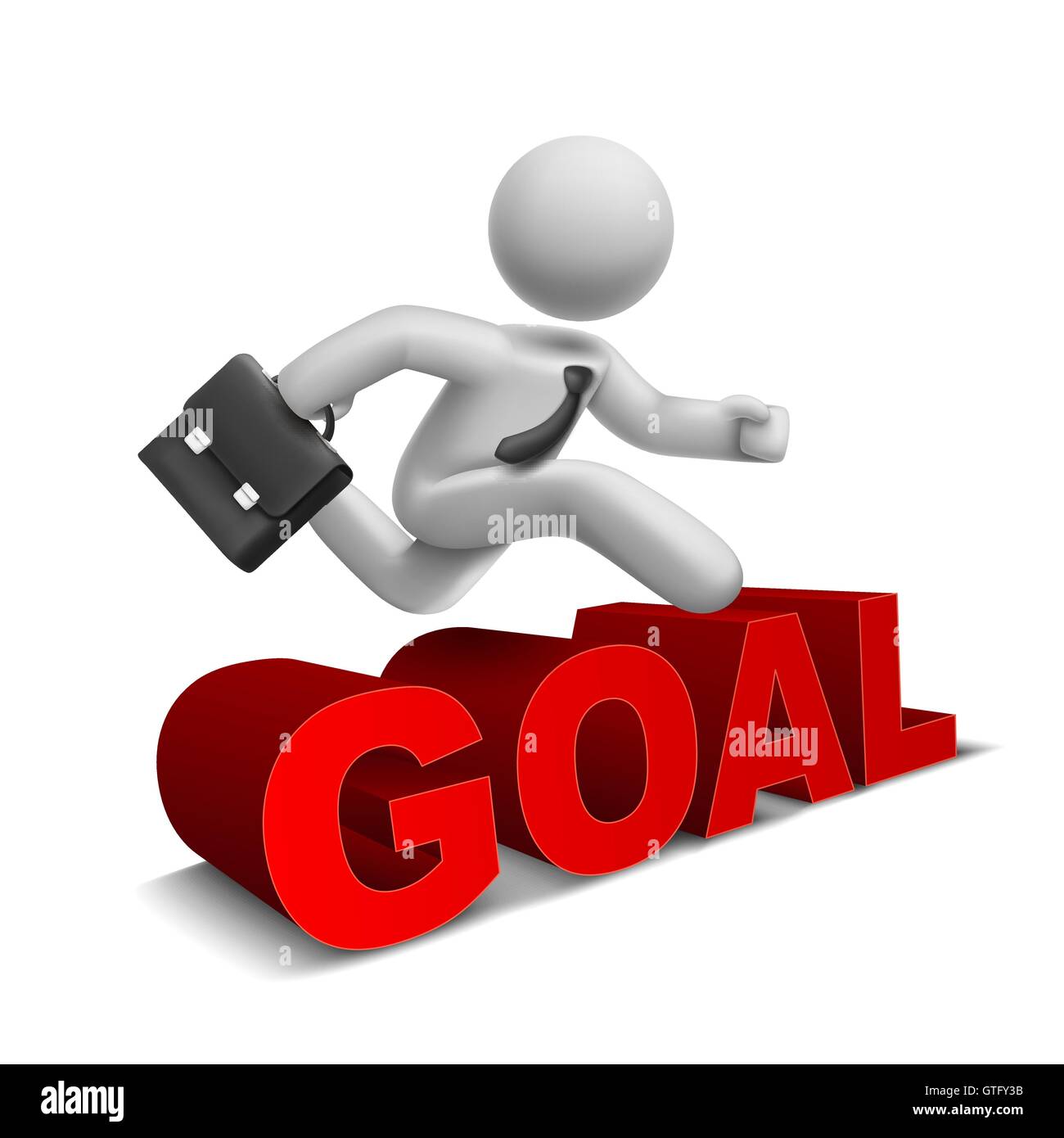 3d businessman jumping over 'goal' word with white background Stock ...