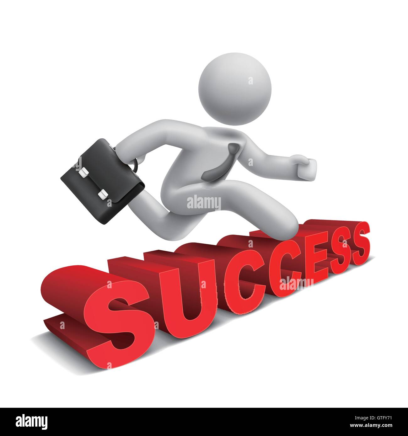 3d businessman jumping over 'success' word with white background Stock ...
