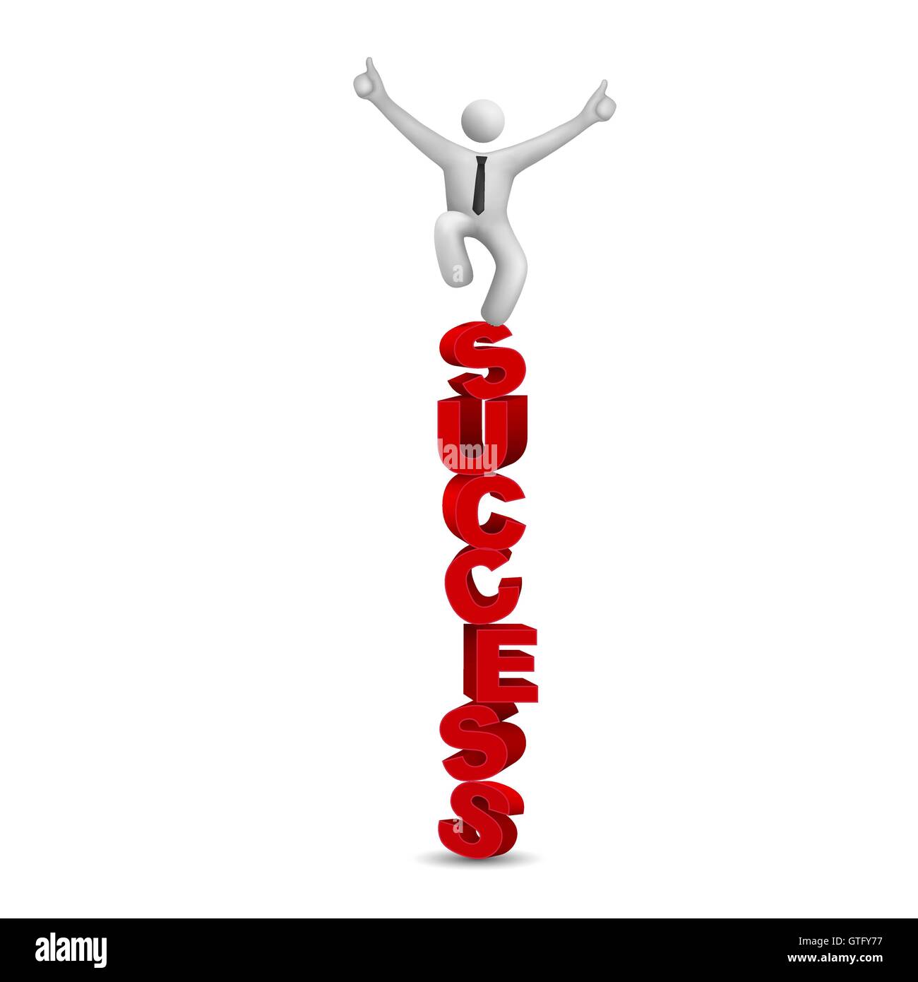 3d businessman jumping on word success isolated white background Stock ...