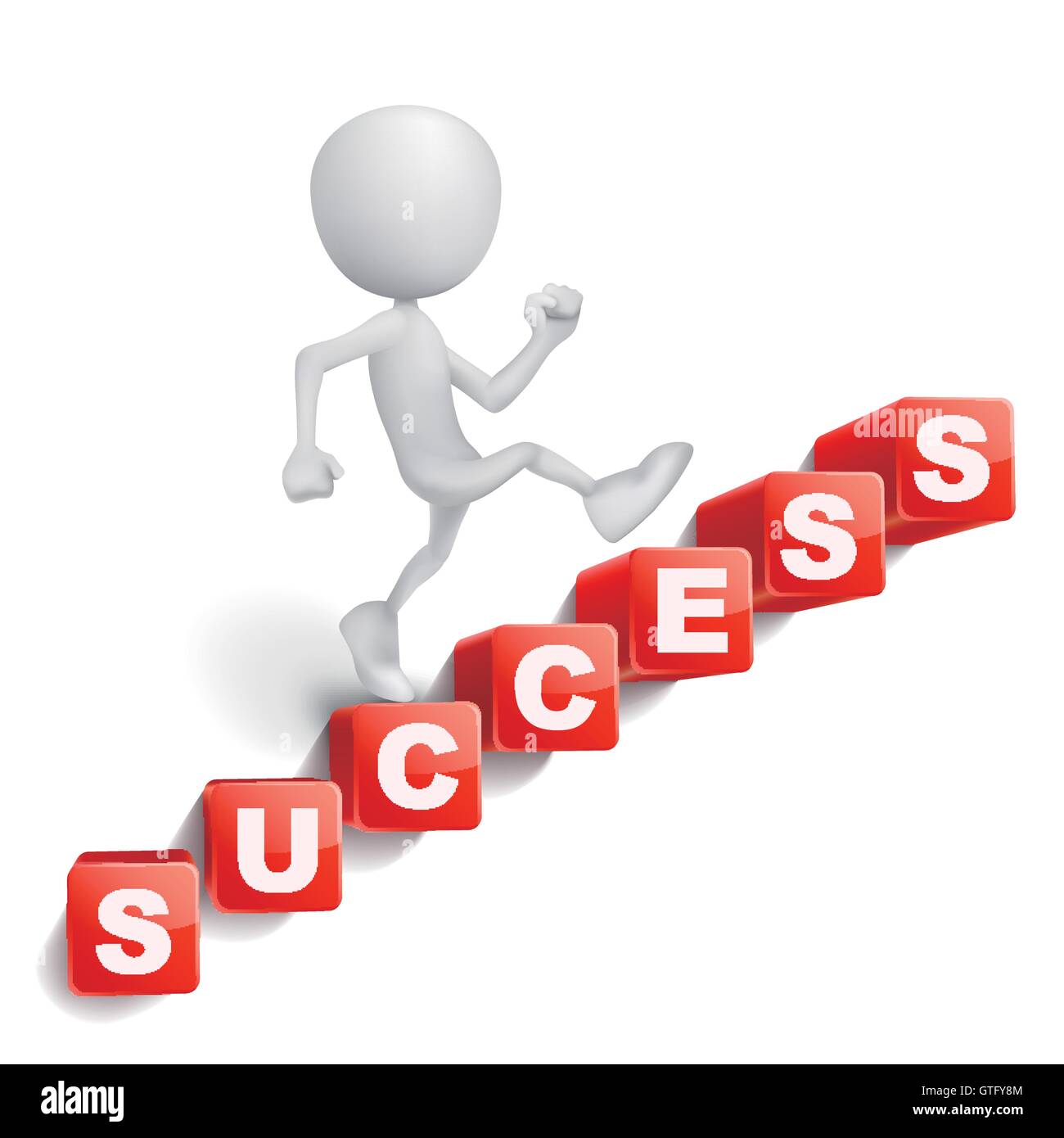 3d person is climbing stairs made of cubes lettering success word ...