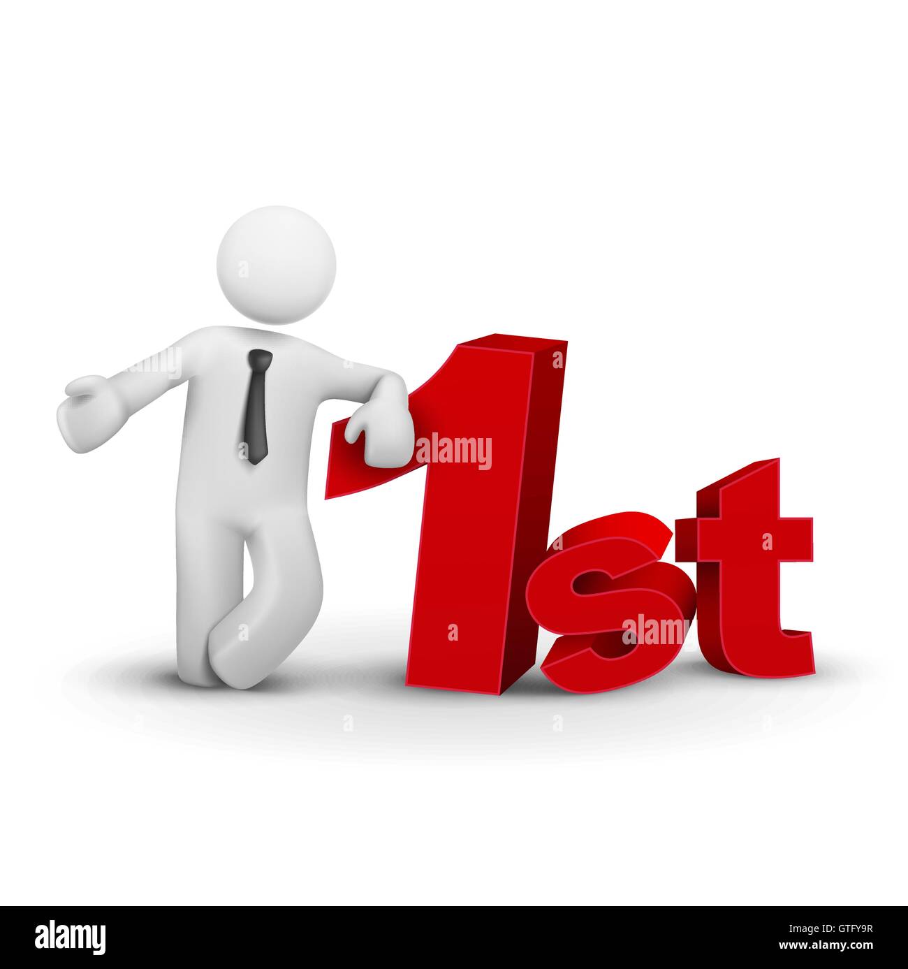 3d business man presenting concept of 1st isolated white background ...