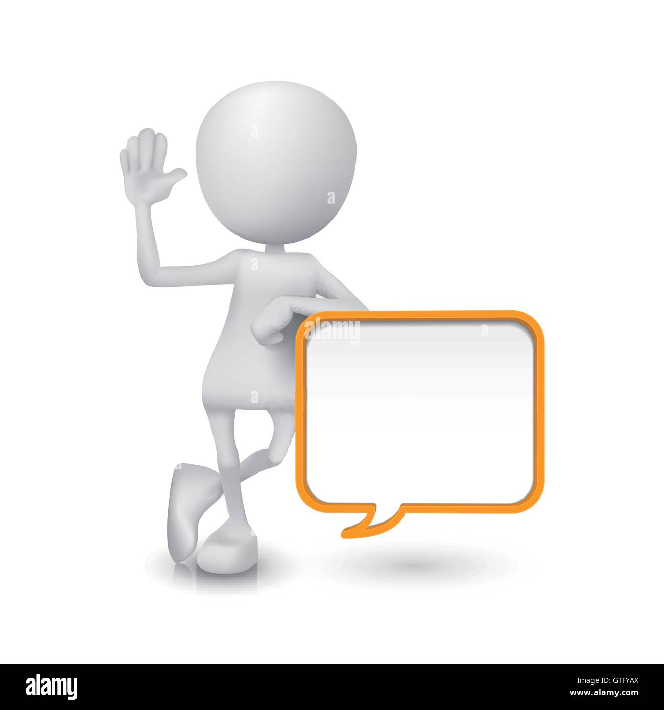3d person with a blank speech bubble isolated white background Stock ...