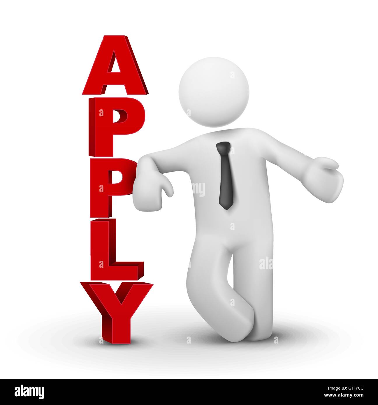 3d business man presenting word apply isolated white background Stock ...