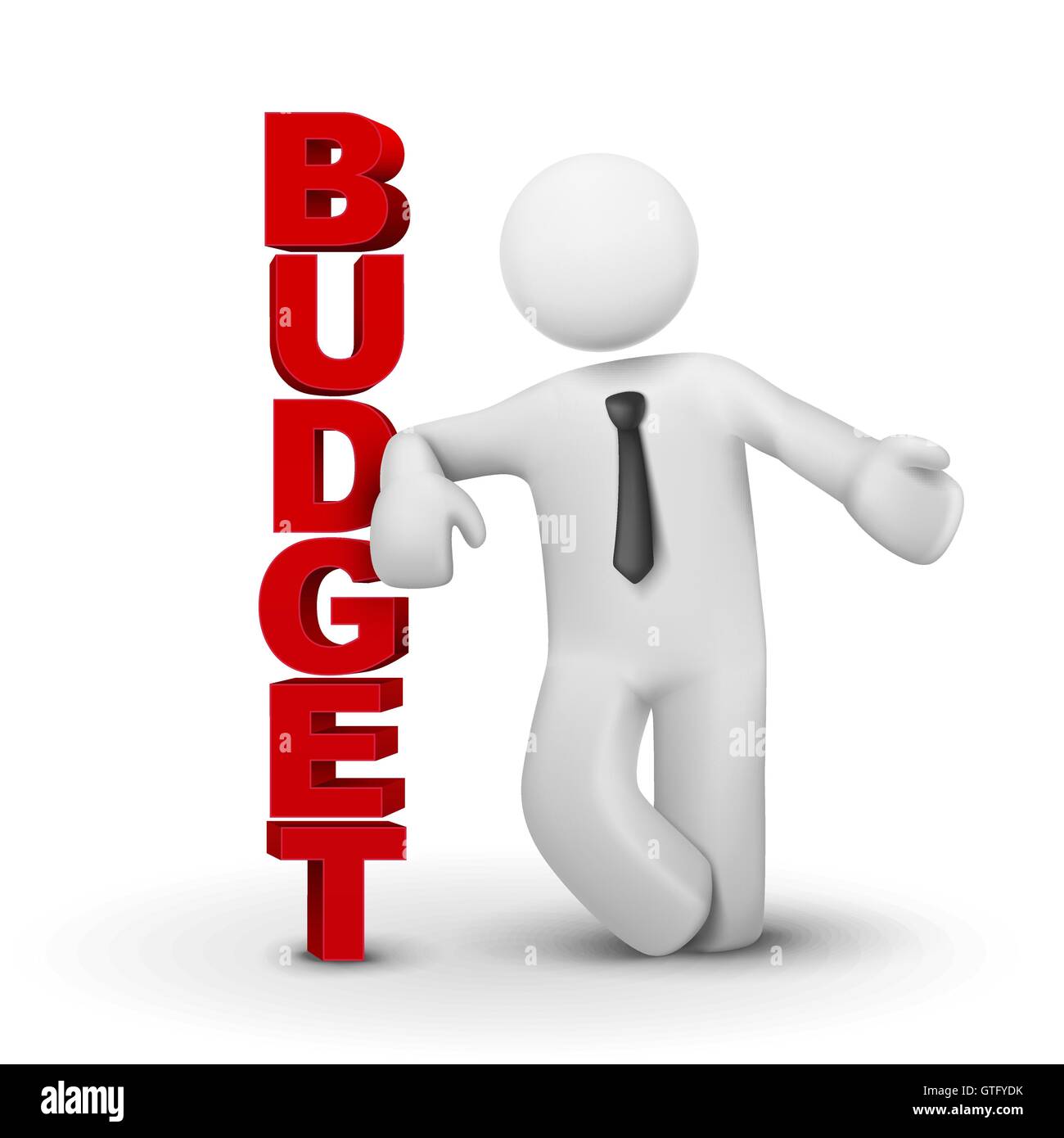 3d business man presenting concept of budget isolated white background ...