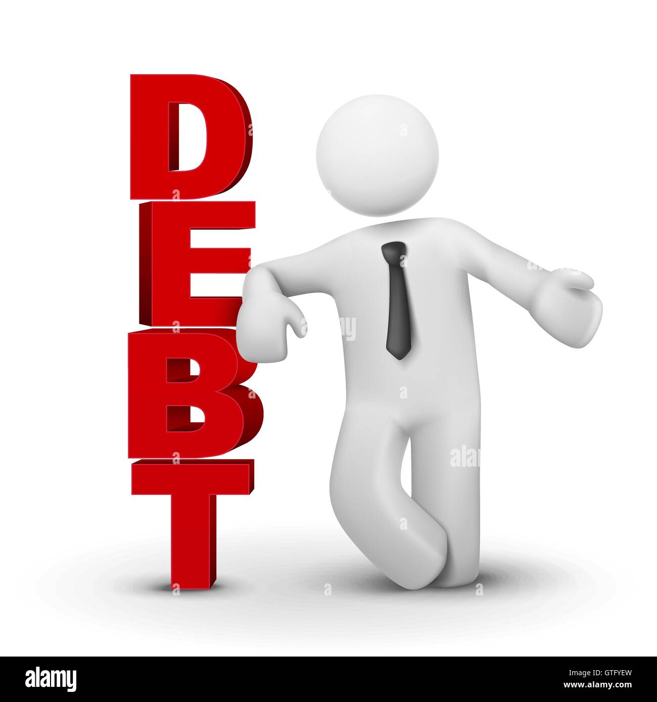 3d businessman presenting concept word debt isolated white background ...