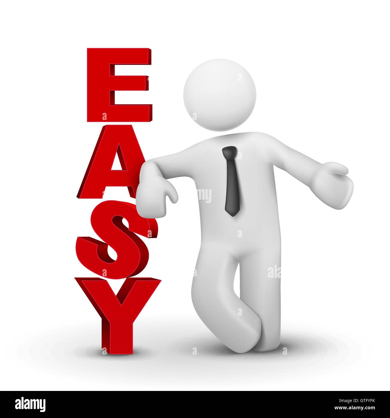 3d business man presenting word easy concept isolated white background ...