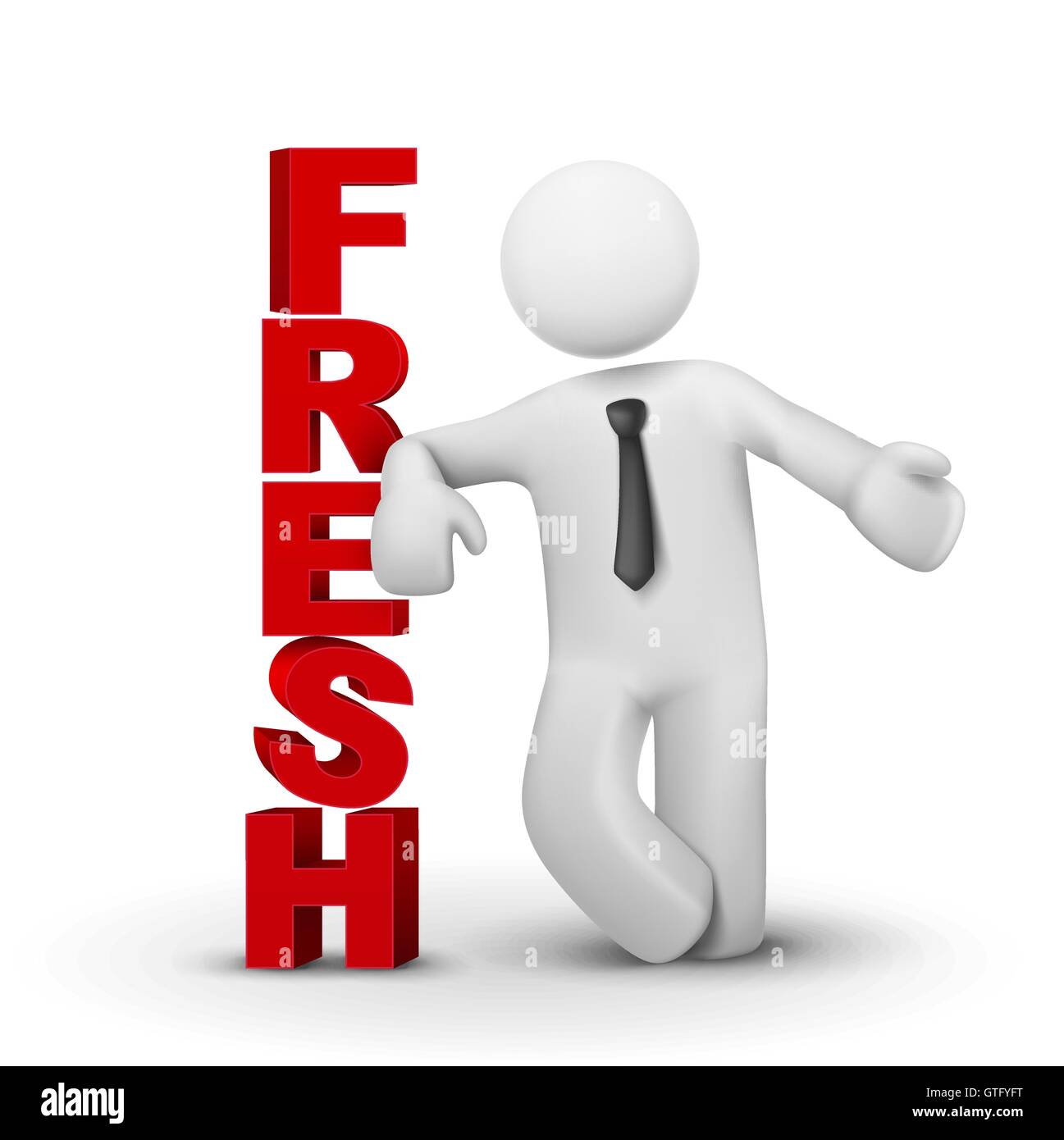 3d business man presenting word fresh isolated white background Stock ...
