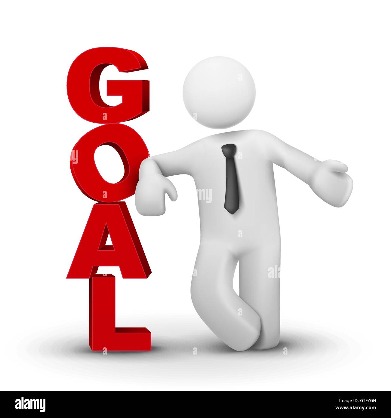 3d business man presenting word goal concept isolated white background ...