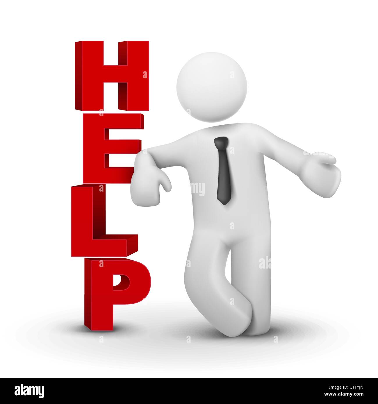 3d businessman presenting concept word help isolated white background ...