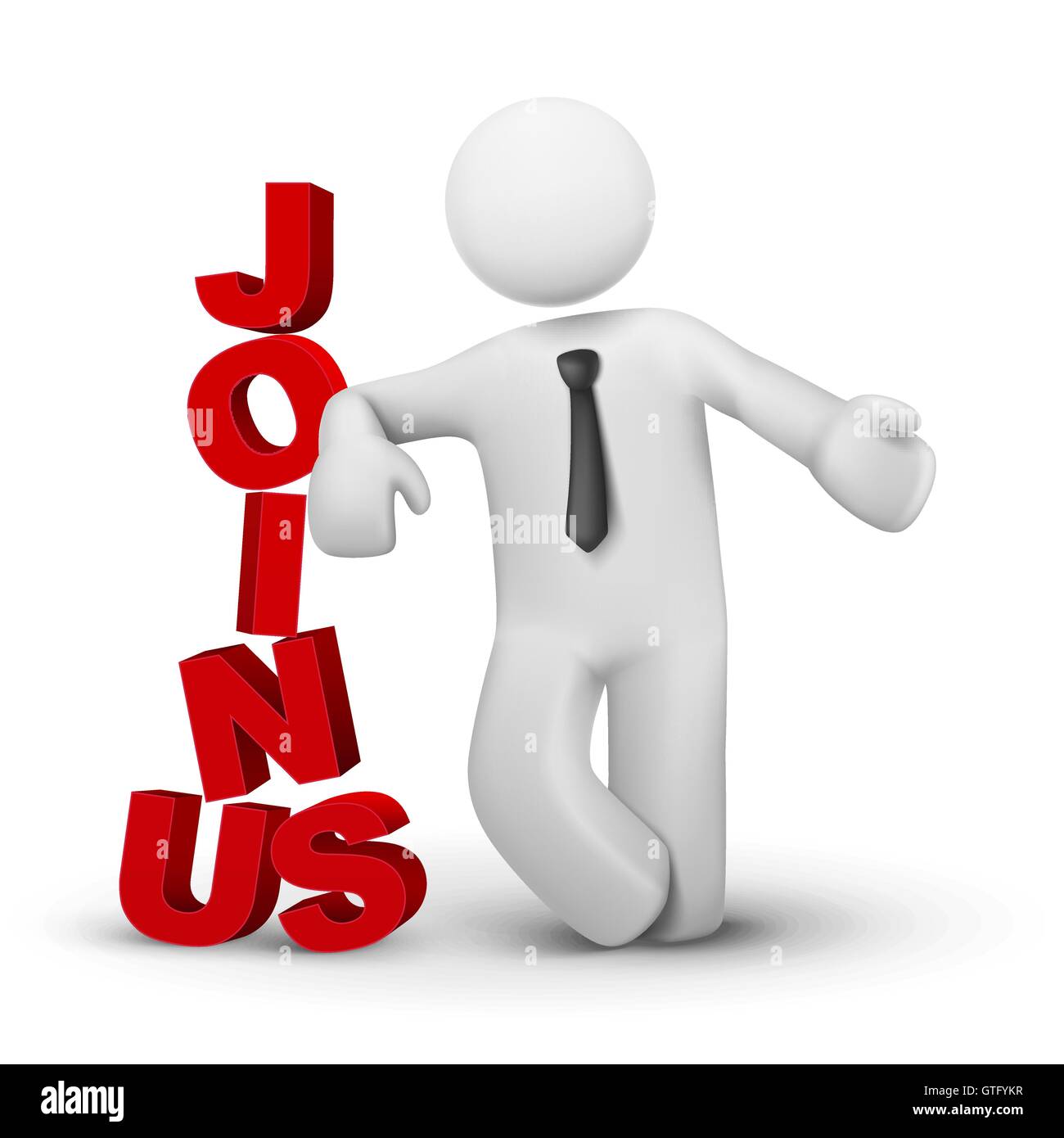 3d bussiness man with word Join us isolated white background Stock ...