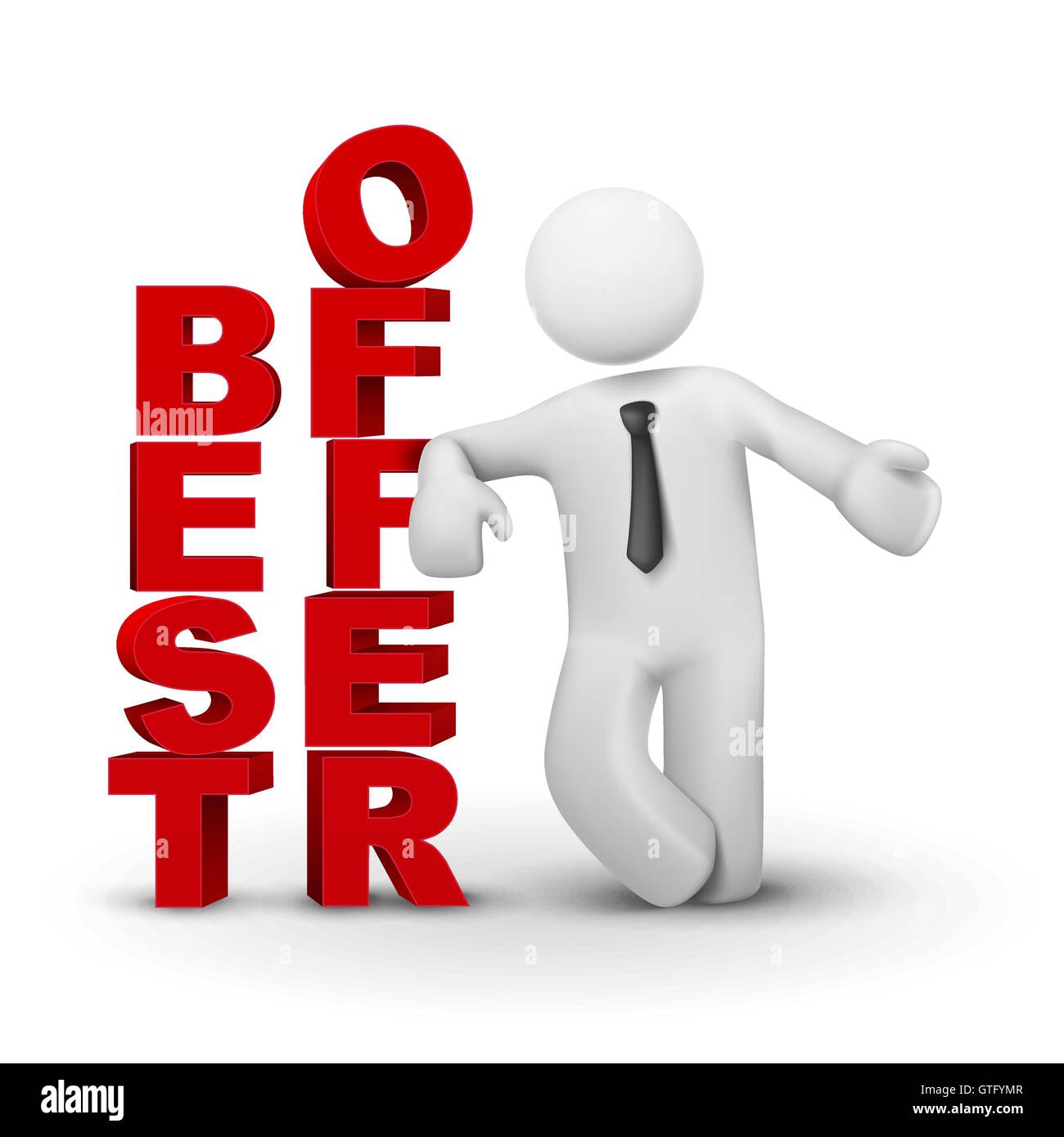 3d business man presenting concept of best offer isolated white ...