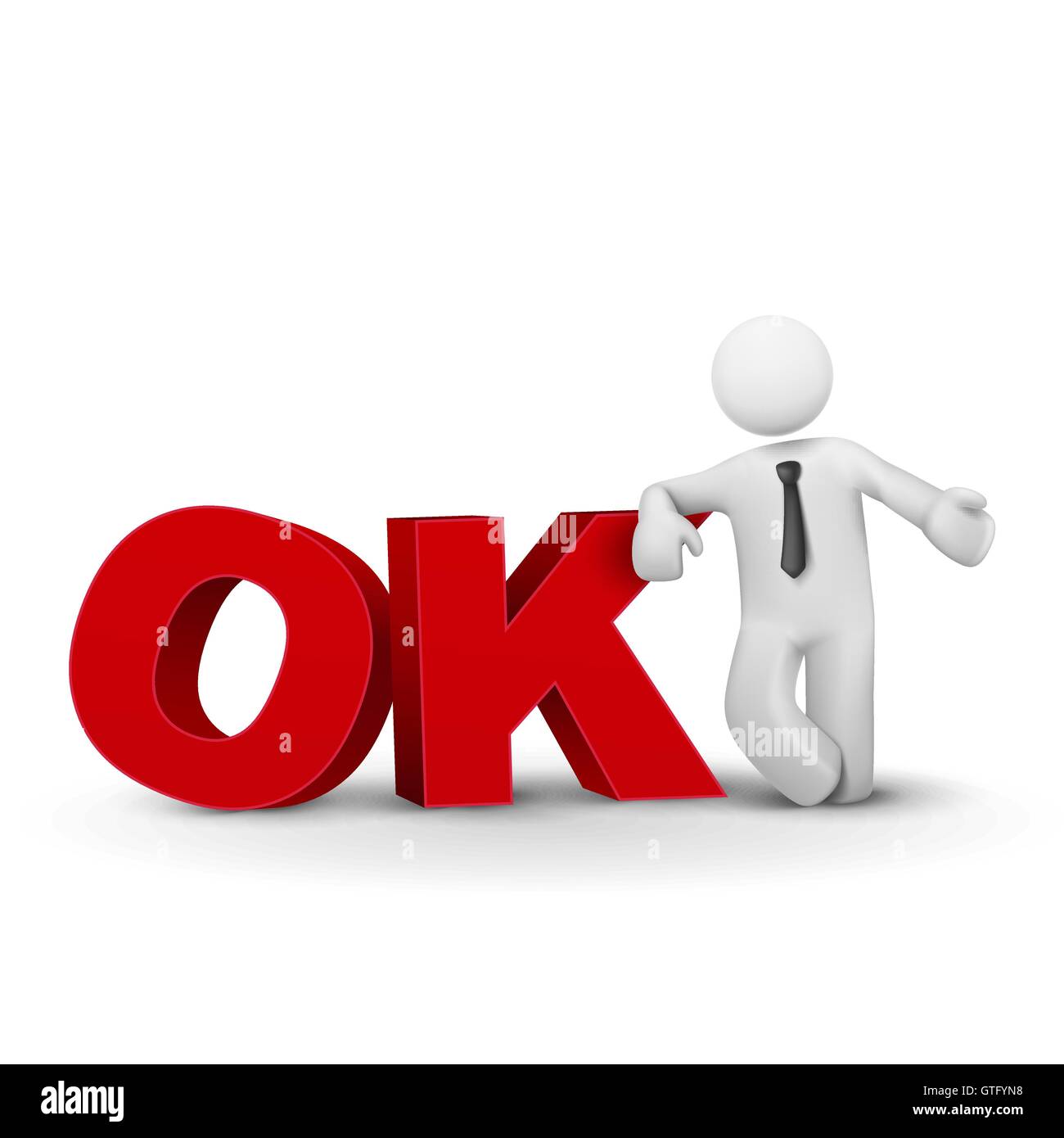 3d business man presenting word OK concept isolated white background ...