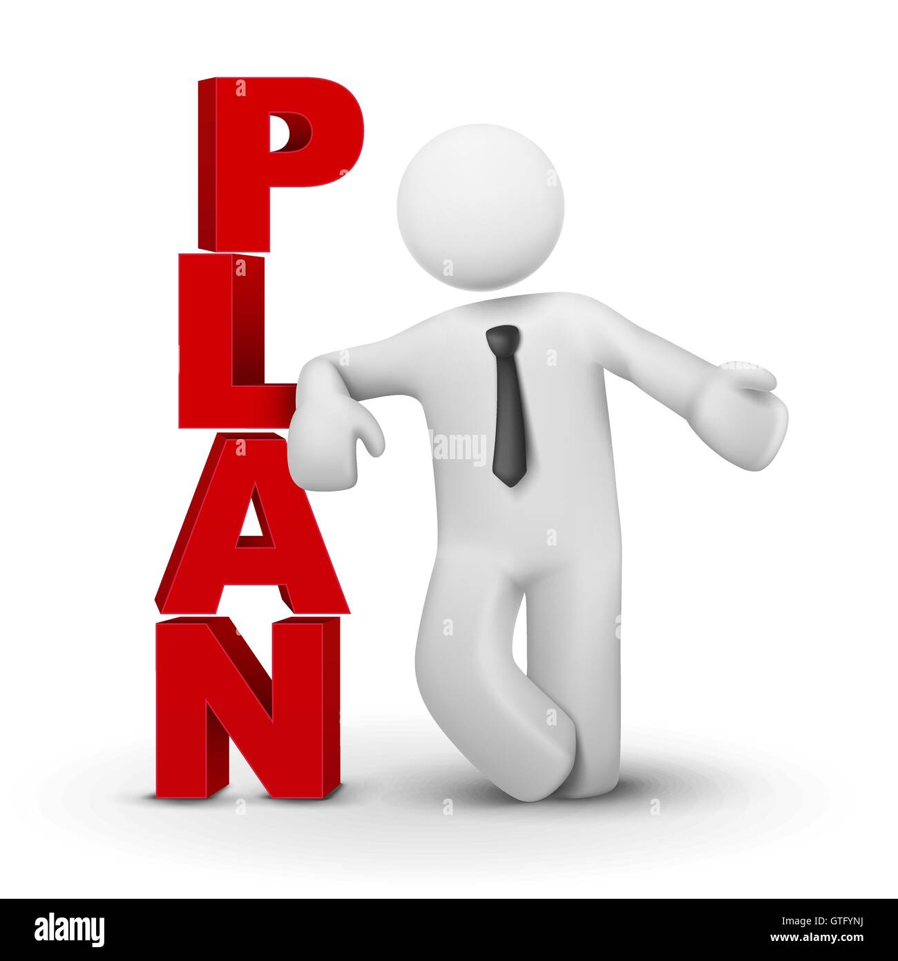 3d business man presenting word plan concept isolated white background ...