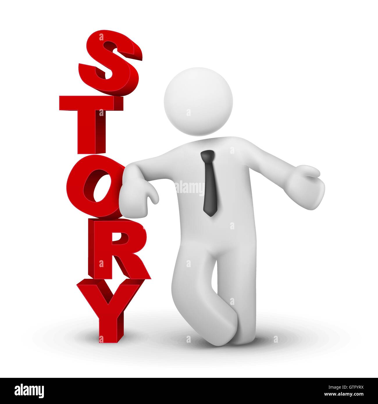 3d business man presenting word story isolated white background Stock ...