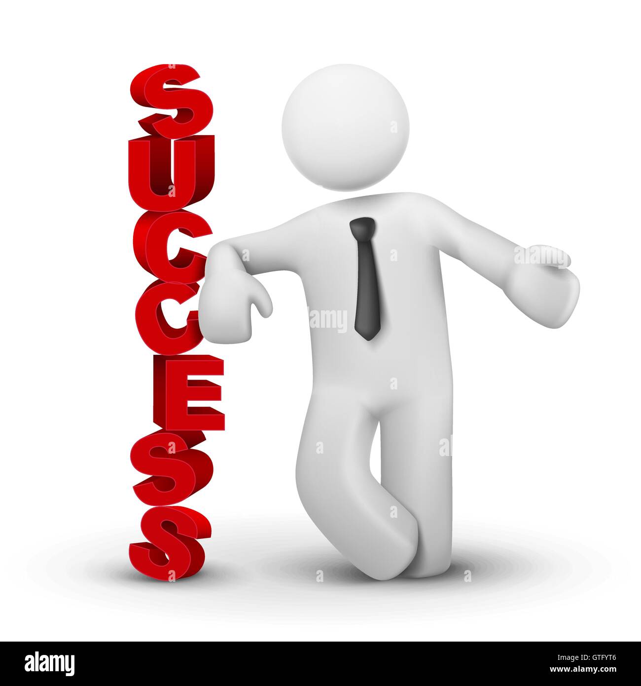 3d business man presenting word success concept isolated white ...