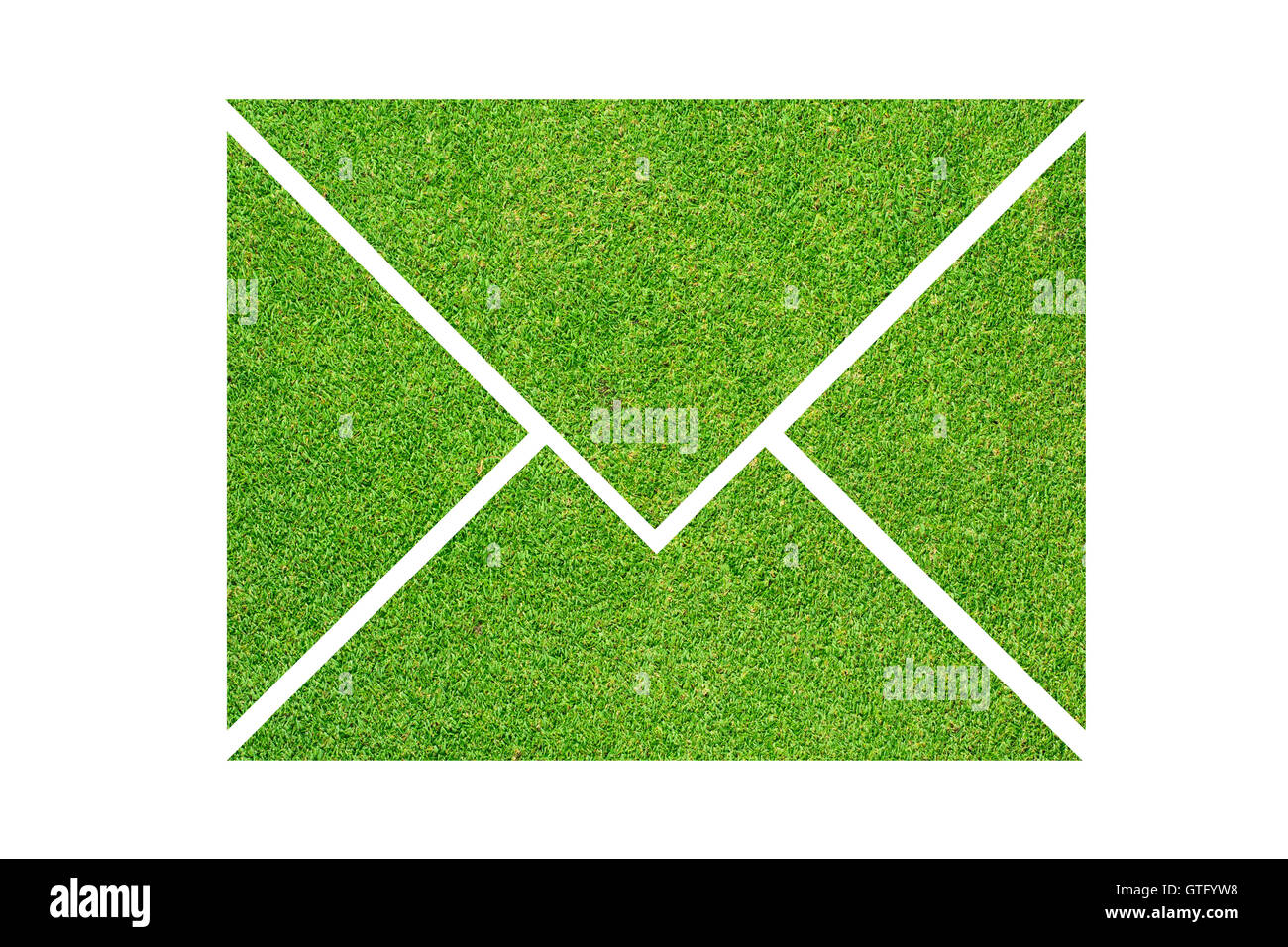 Email icon green grass on white background Stock Photo - Alamy