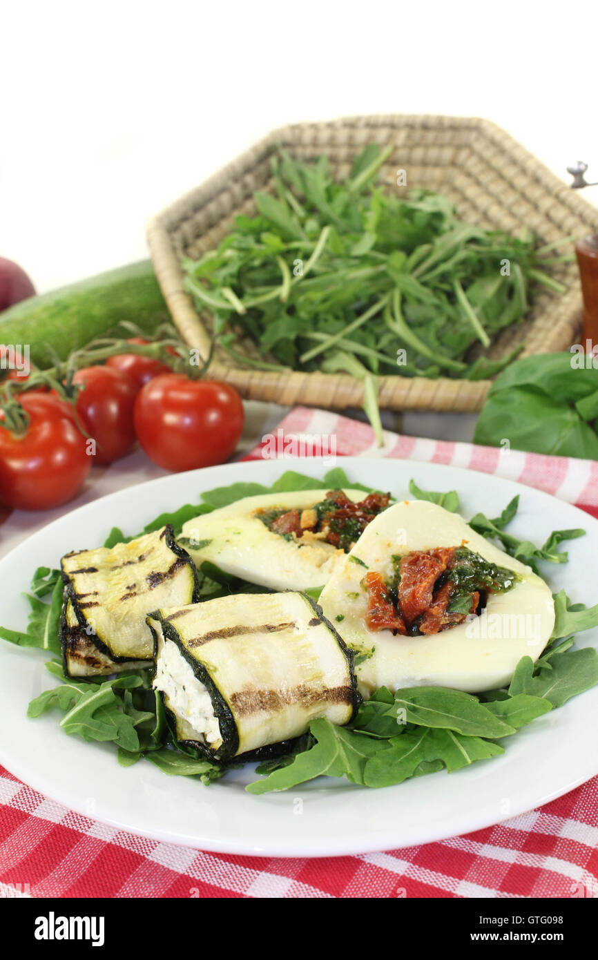 Courgette rolls and stuffed mozzarella Stock Photo - Alamy
