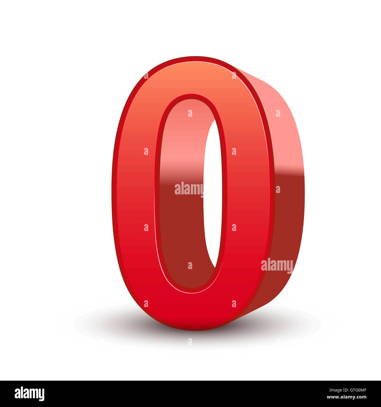 3d shiny red number 0 isolated white background Stock Vector Image ...