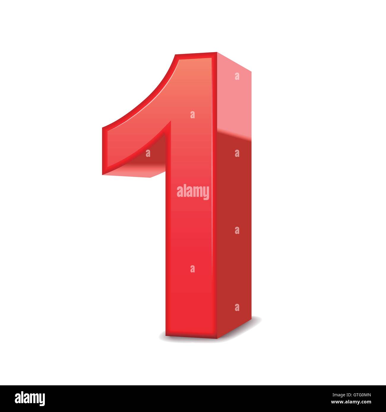 3d shiny red number 1 isolated white background Stock Vector Image ...
