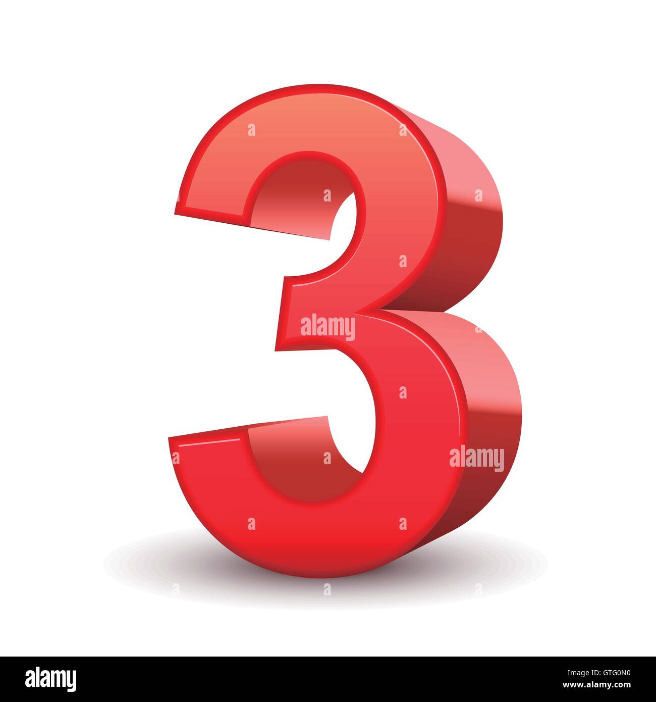 3d shiny red number 3 isolated white background Stock Vector Image ...