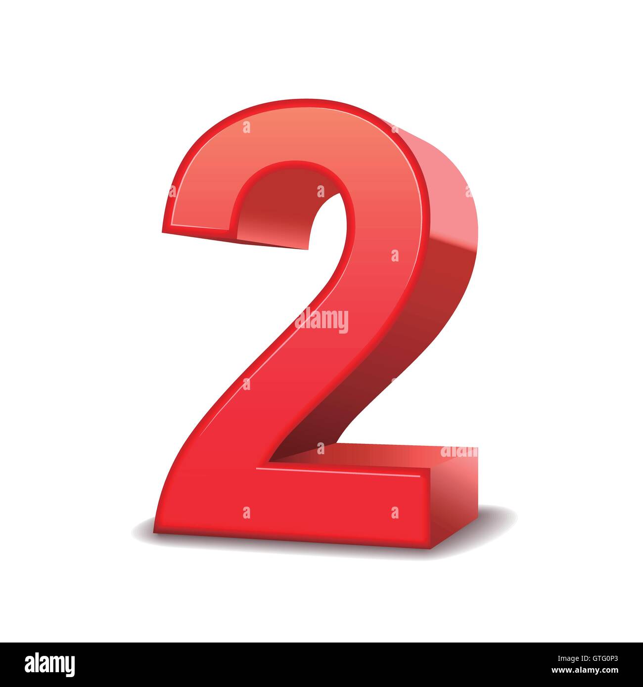 3d shiny red number 2 isolated white background Stock Vector Image ...