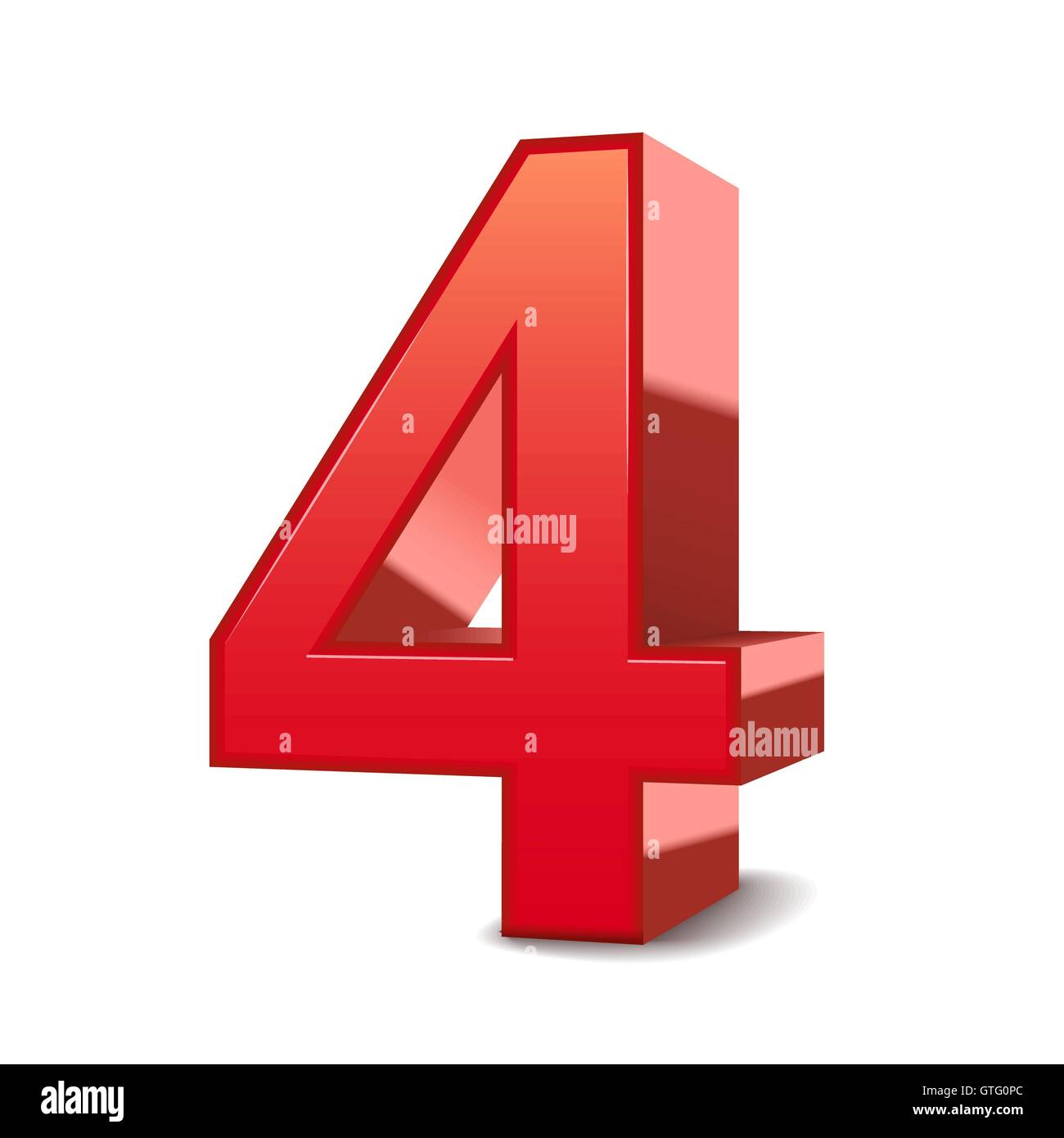 3d shiny red number 4 isolated white background Stock Vector Image ...
