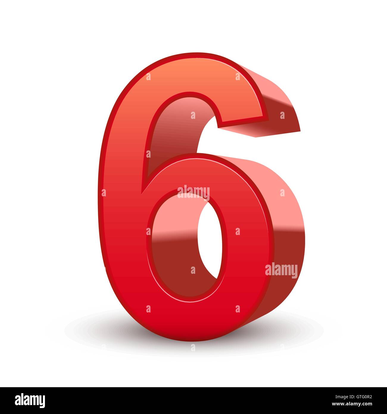 3d shiny red number 6 isolated white background Stock Vector Image ...