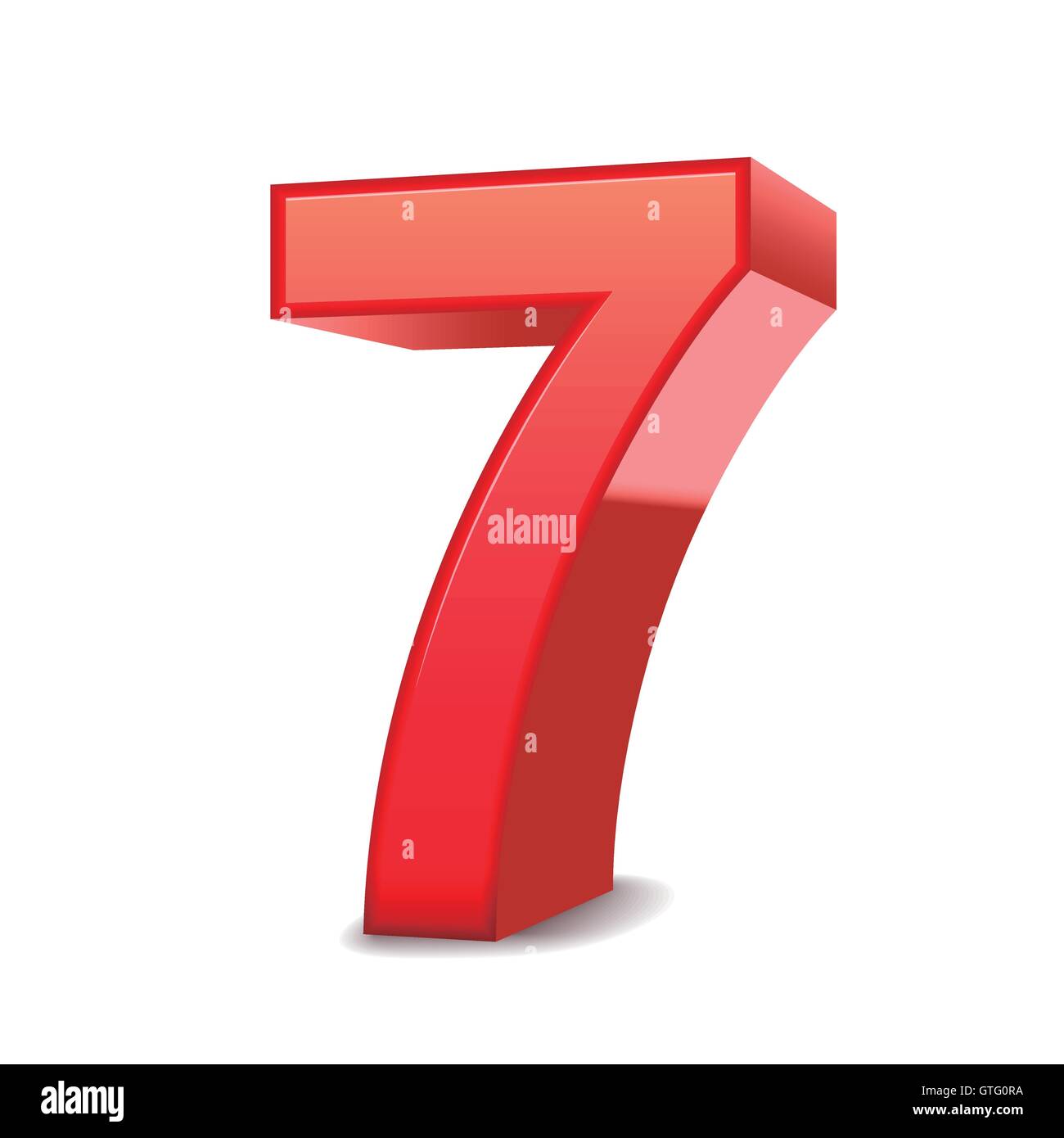 3d shiny red number 7 isolated white background Stock Vector Image ...