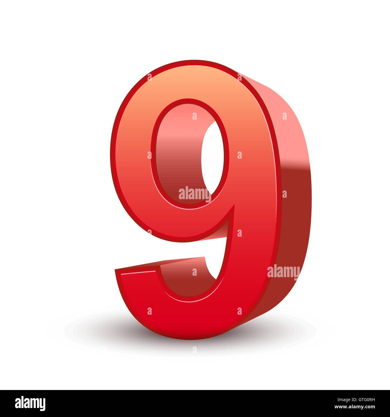 3d shiny red number 9 isolated white background Stock Vector Image ...