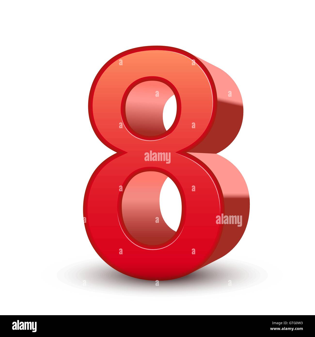 3d shiny red number 8 isolated white background Stock Vector Image ...