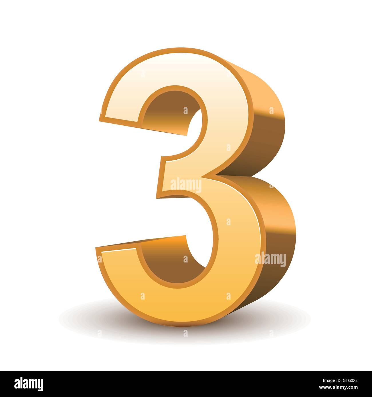 3d shiny golden number 3 on white background Stock Vector Image & Art ...