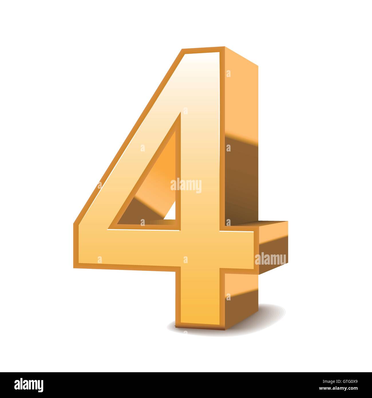 3d shiny golden number 4 on white background Stock Vector Image & Art ...
