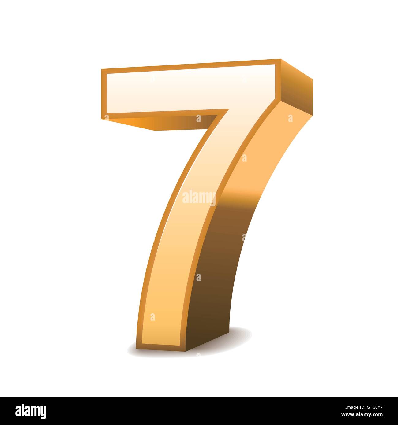3d shiny golden number 7 on white background Stock Vector Image & Art ...