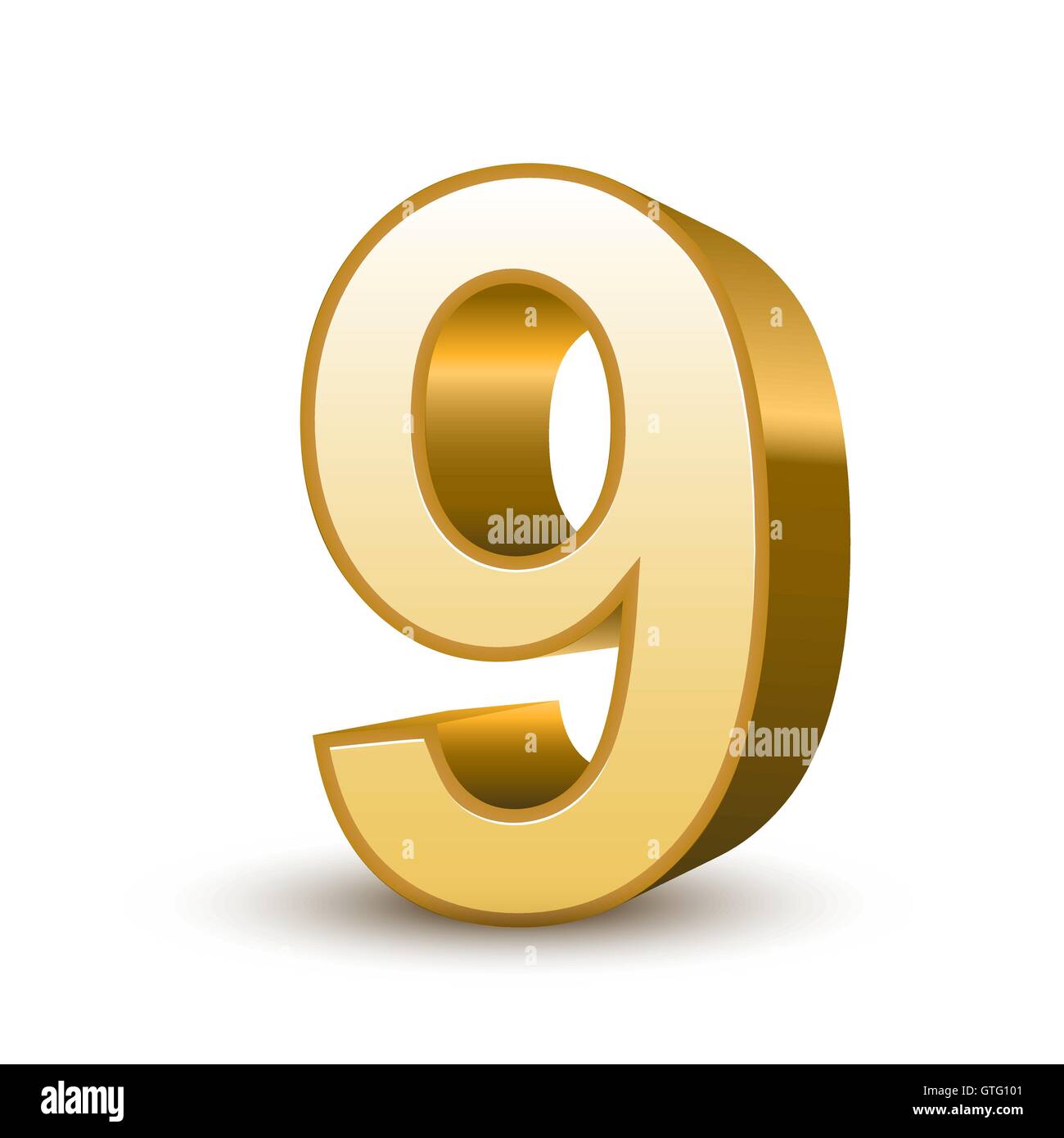 3d shiny golden number 9 on white background Stock Vector Image & Art ...