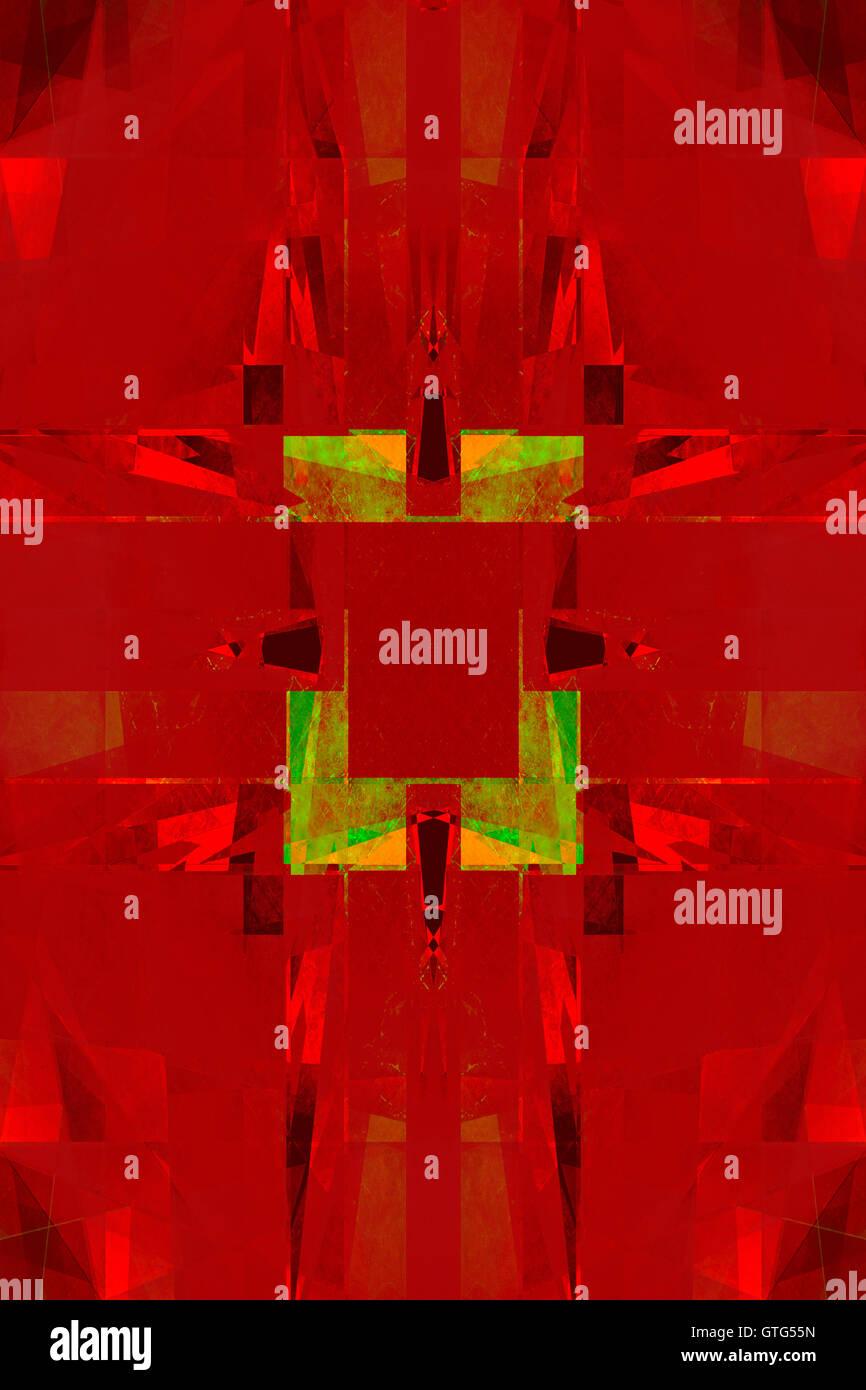 Portrait red and green abstract geometric background Stock Photo - Alamy