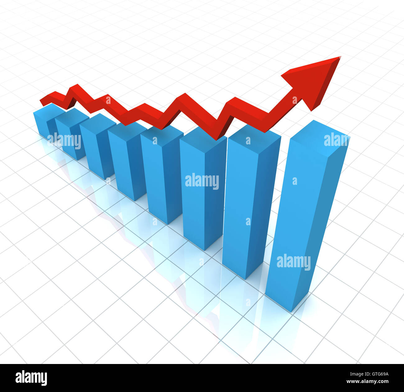rising business graph concept 3d illustration Stock Photo - Alamy