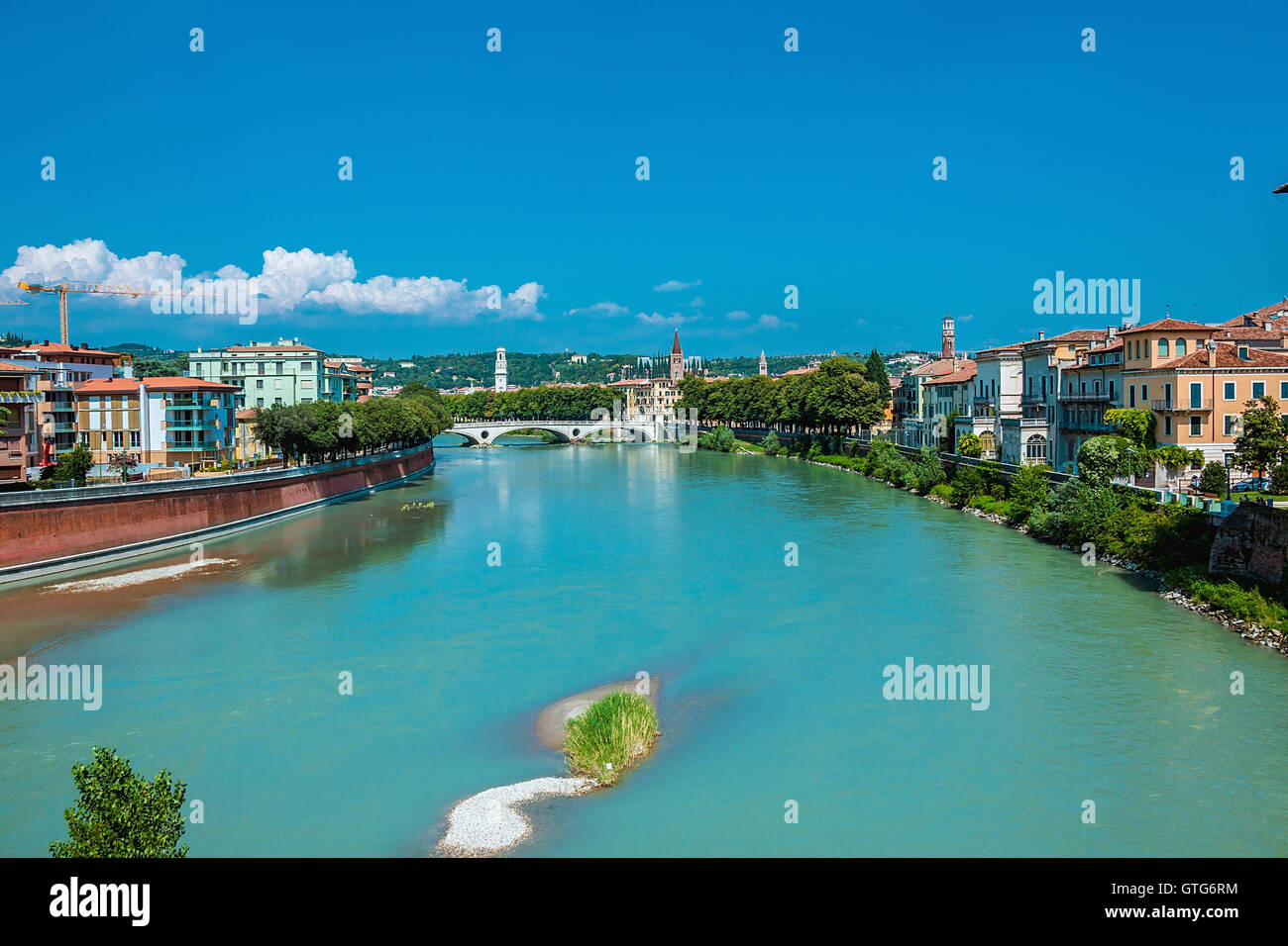 Embankment of river Adige in Verona, Italy Stock Photo - Alamy
