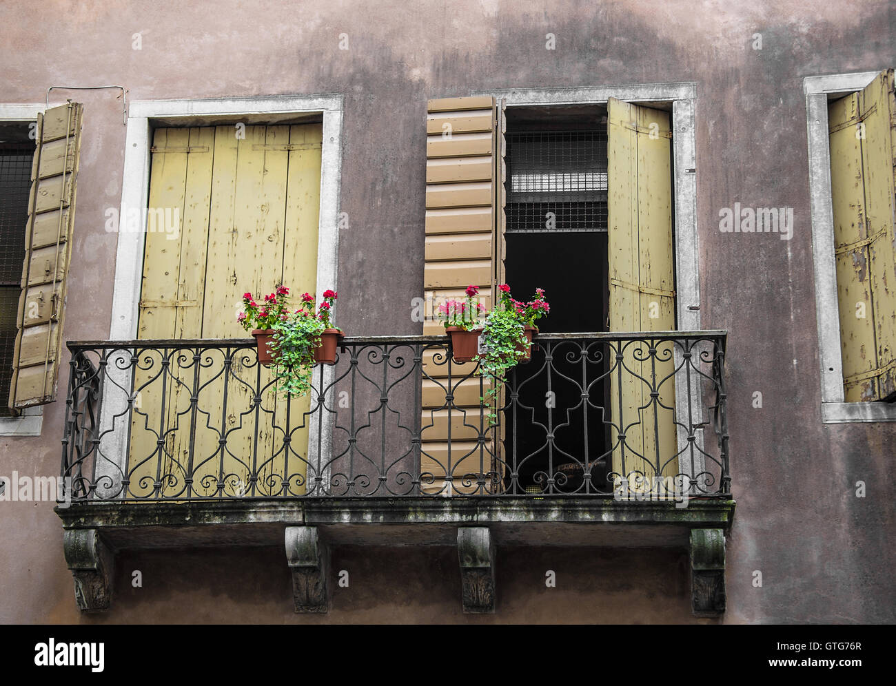 exterior of an old building windows and balcony Stock Photo - Alamy