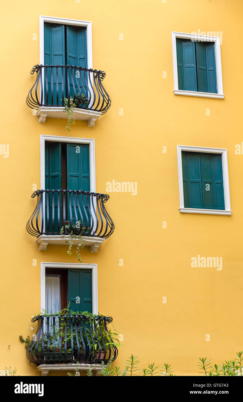 exterior of an old building windows and balcony Stock Photo - Alamy