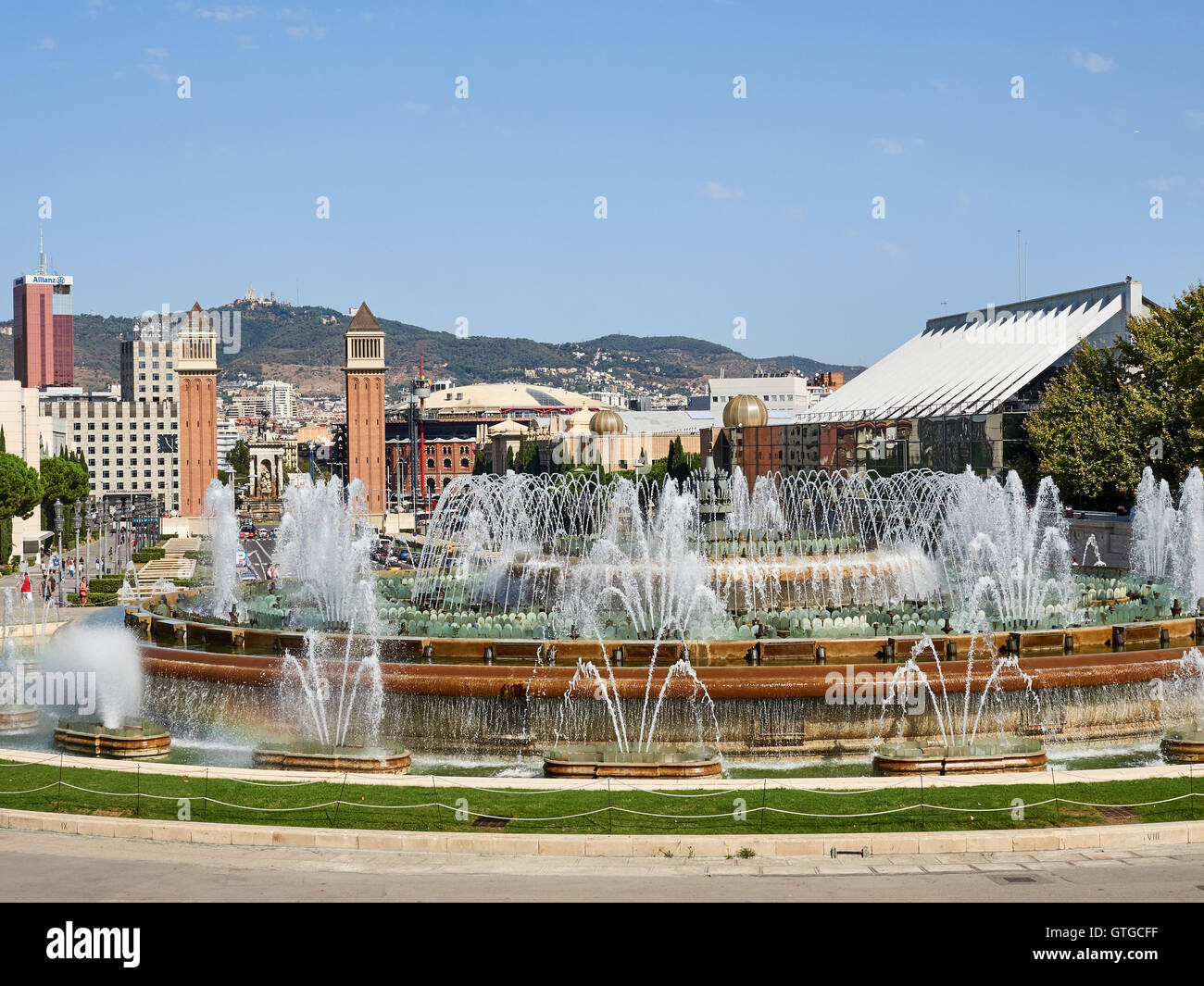 Montjuich Plaza Espana Barcelona Catalonia Spain font magica Stock ...