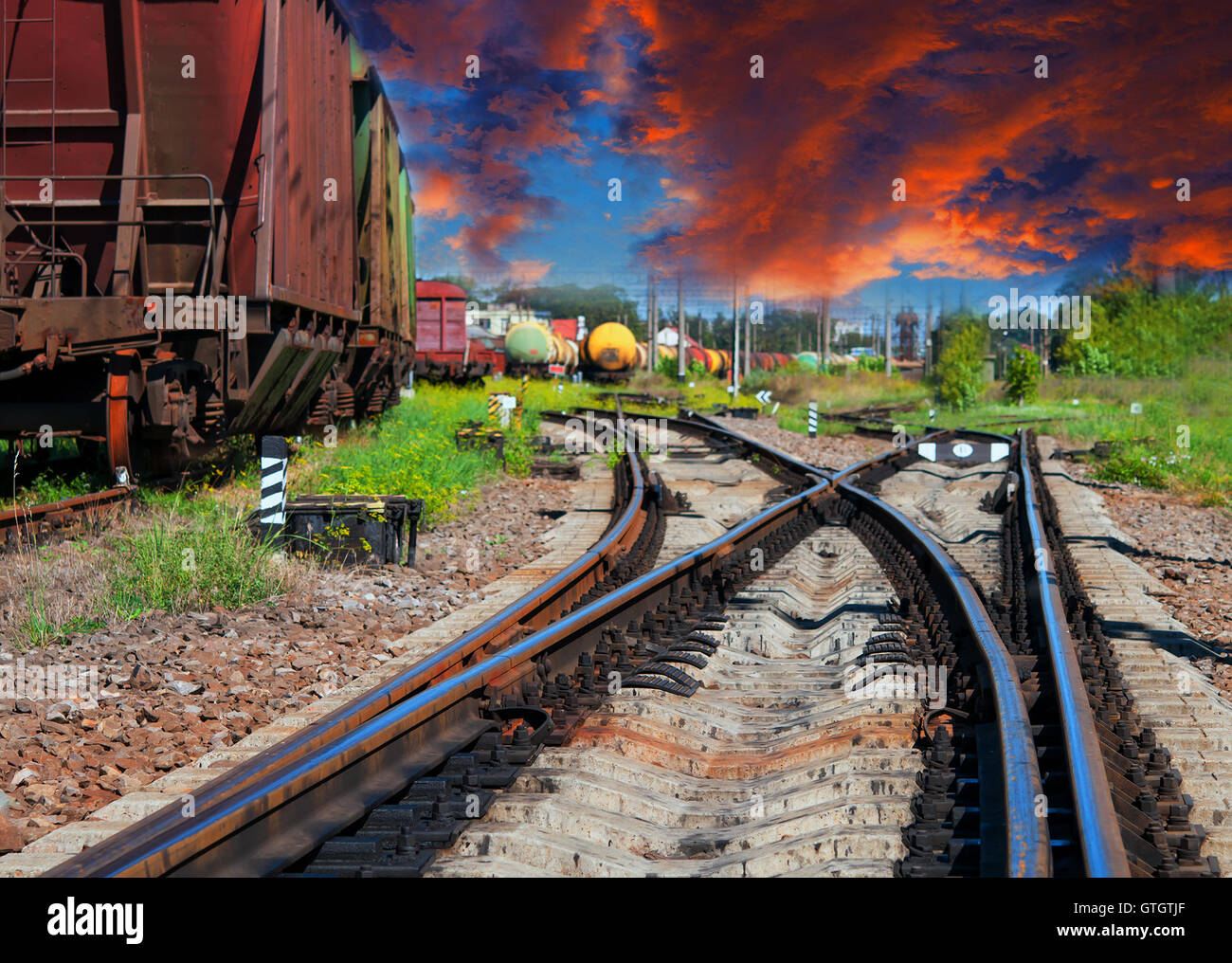 confusing railway tracks at day Stock Photo - Alamy