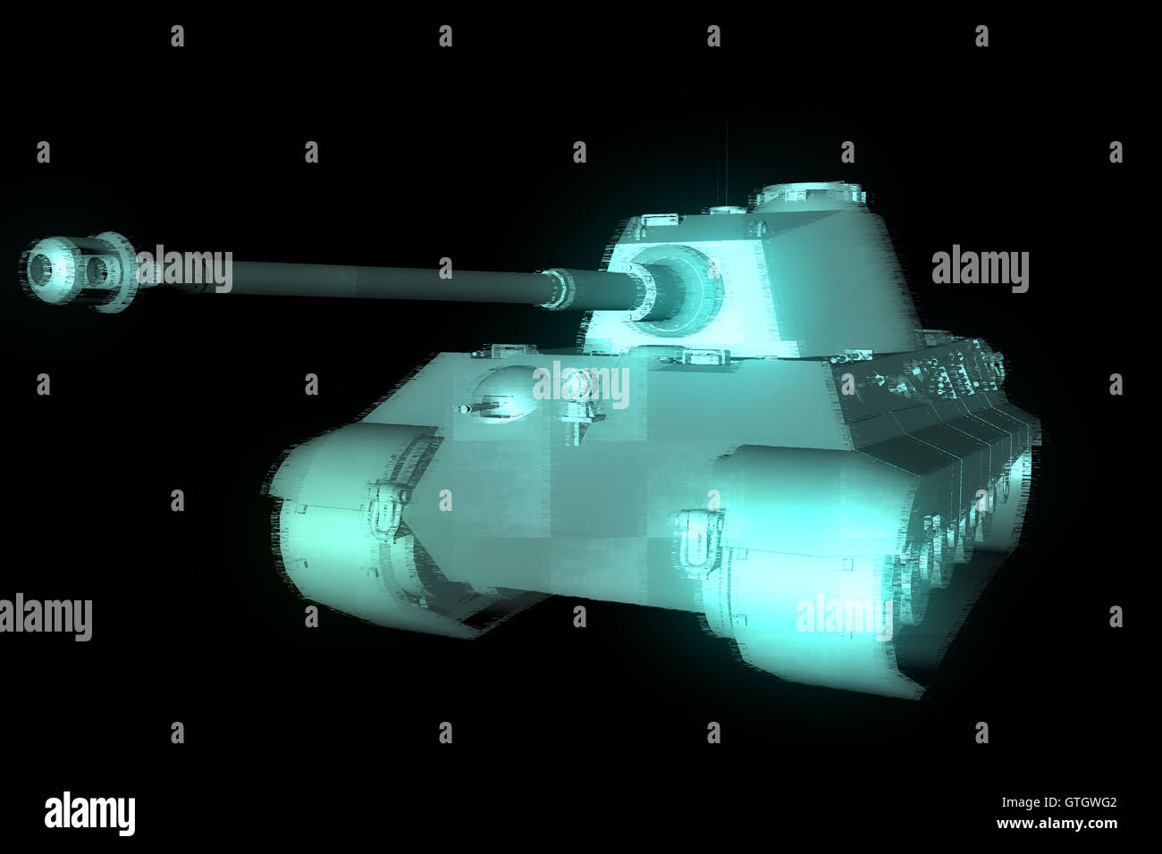 3D Tank Hologram Wireframe in Motion. Nice 3D Rendering Stock Photo - Alamy