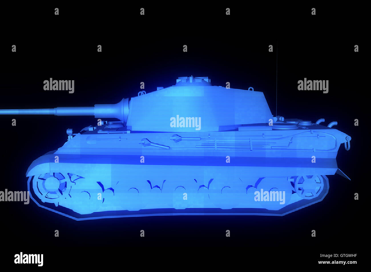 3D Tank Hologram Wireframe in Motion. Nice 3D Rendering Stock Photo - Alamy