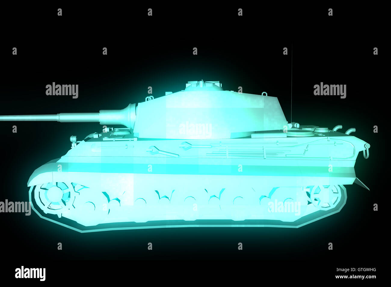 3D Tank Hologram Wireframe in Motion. Nice 3D Rendering Stock Photo - Alamy