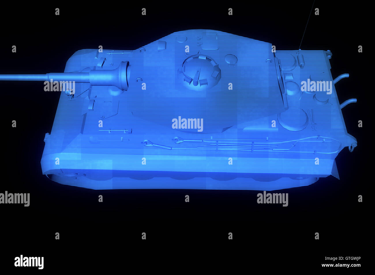 3D Tank Hologram Wireframe in Motion. Nice 3D Rendering Stock Photo - Alamy